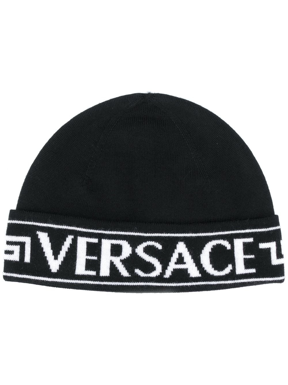 Versace Logo-Jacquard Beanie - Black | Editorialist display picture 2