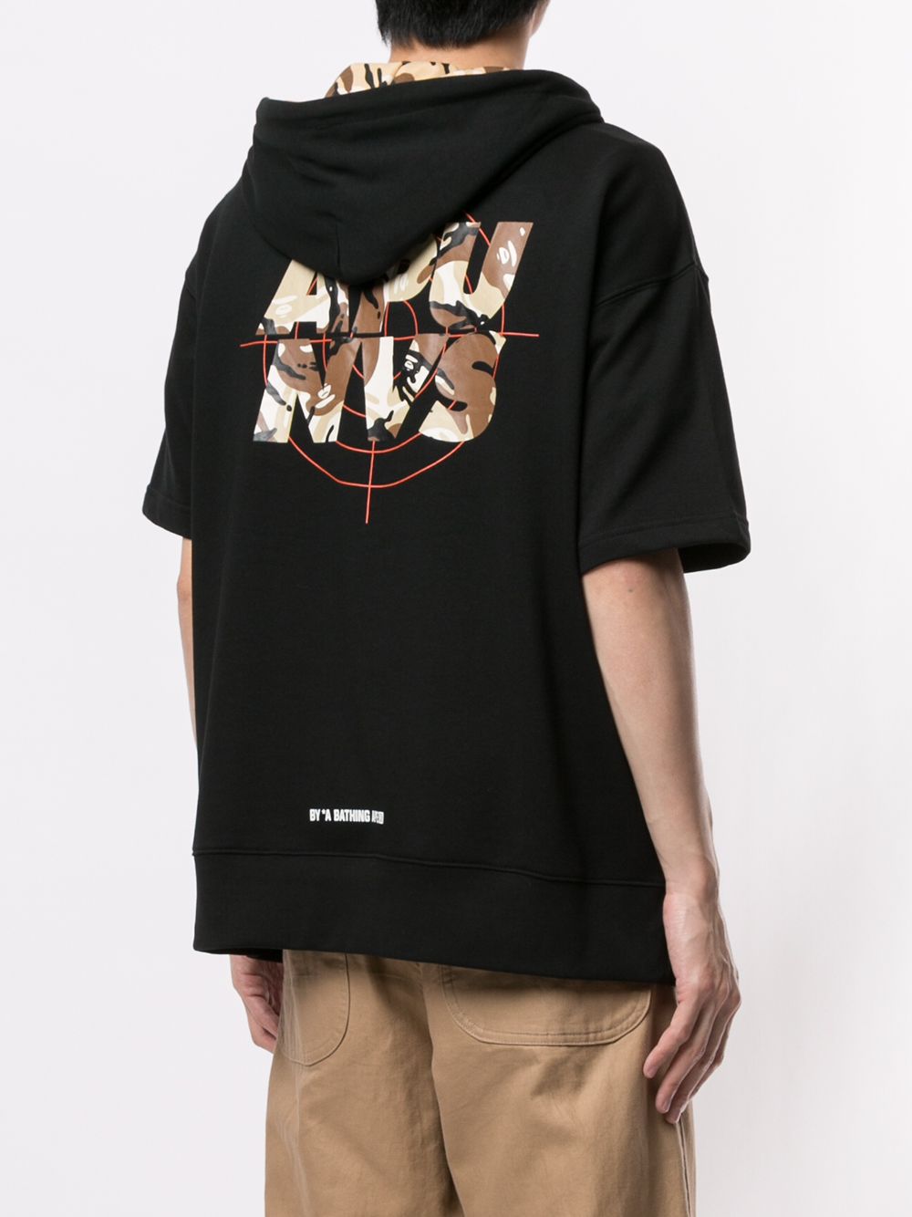 Aape By *A Bathing Ape® Short Sleeved Hooded Sweatshirt In Black