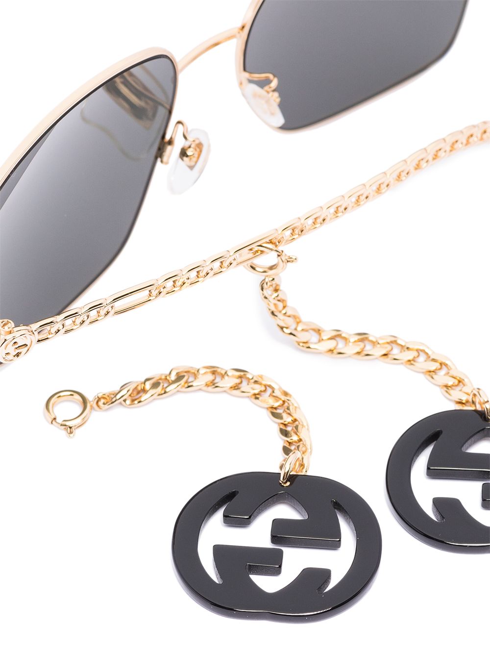 Gucci Interlocking G Chain Sunglasses In Black - 59% Off