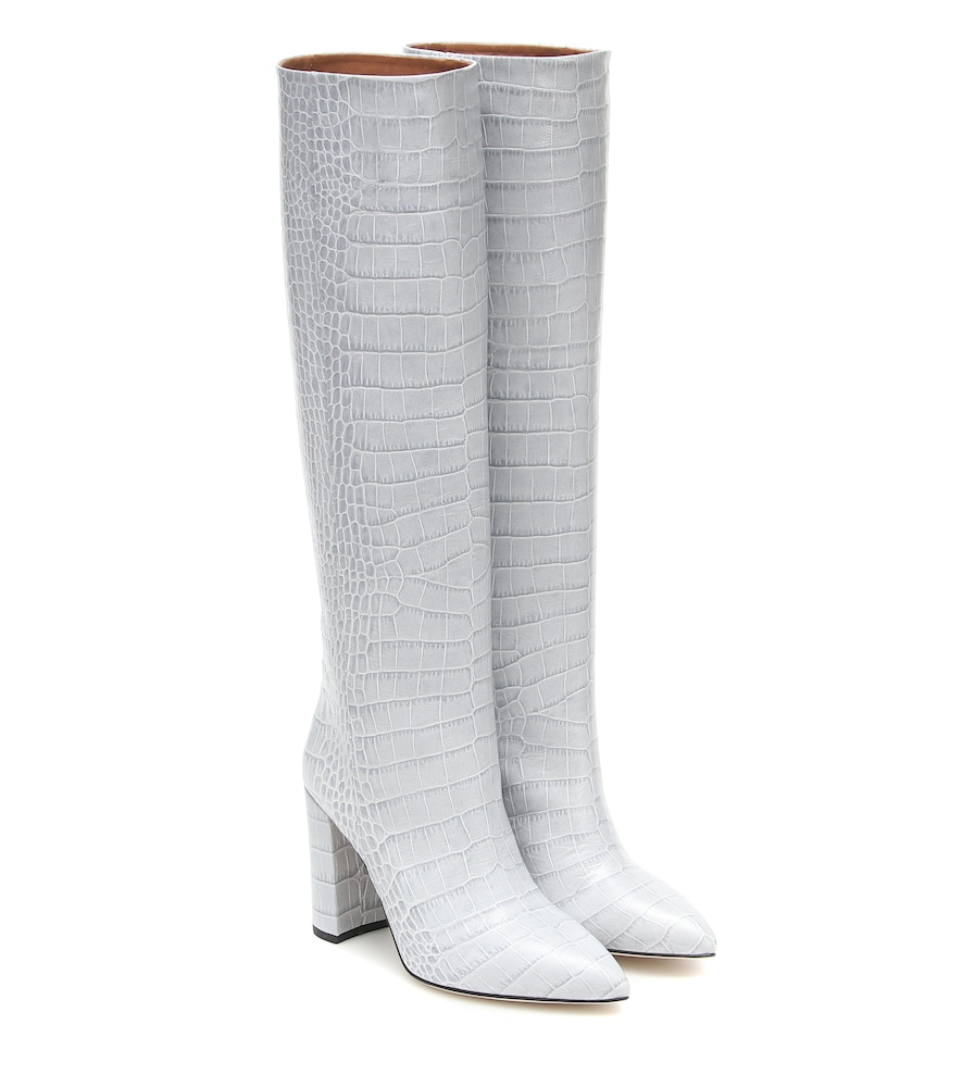 Croc effect knee high boots Clearance