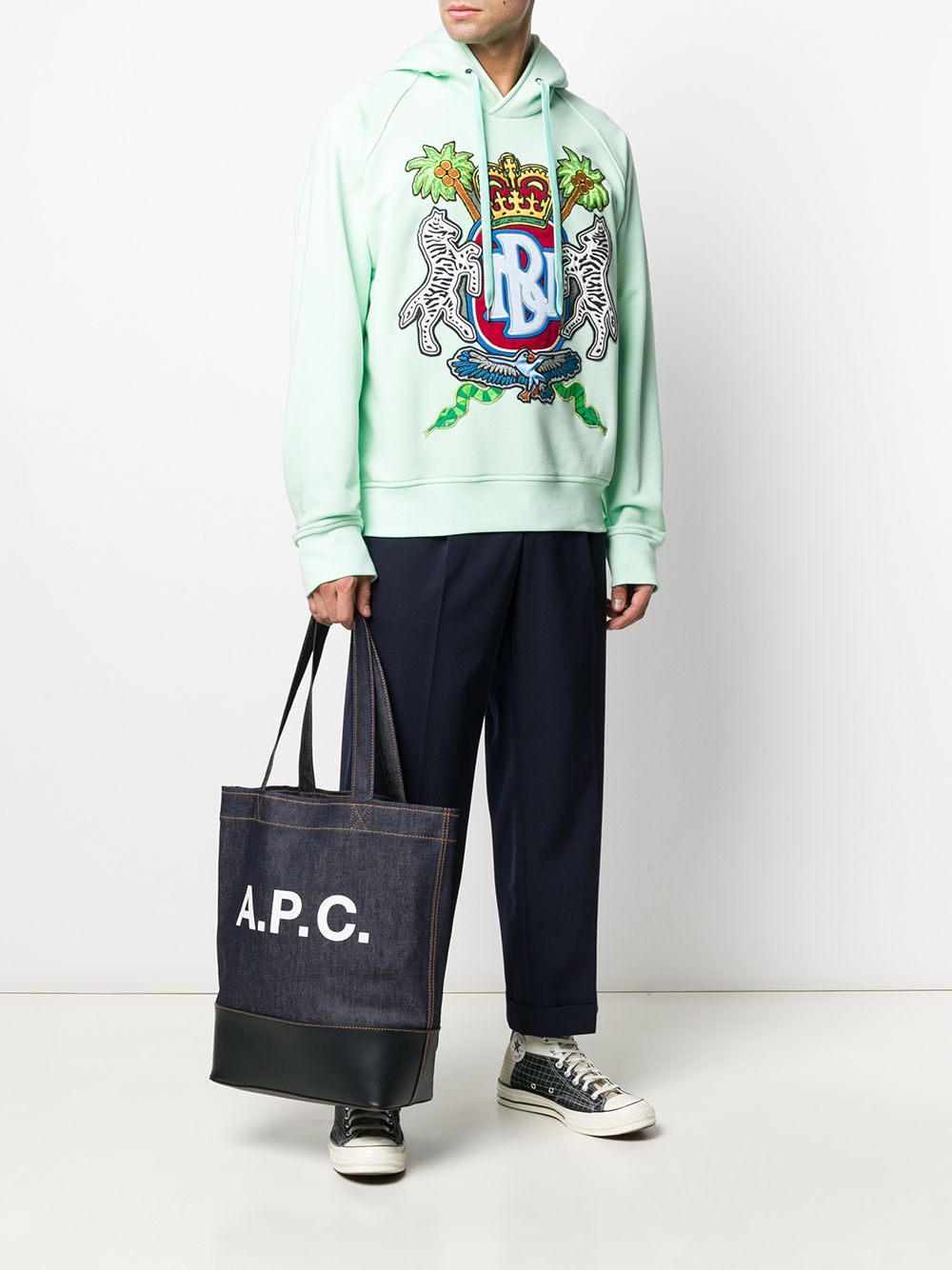 A.P.C. A.P.C. Logo Print Denim Tote