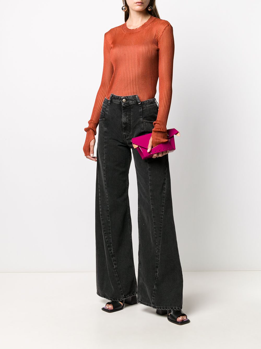 MAISON MARGIELA Maison Margiela Asymmetrical Waist Wide Leg Jeans