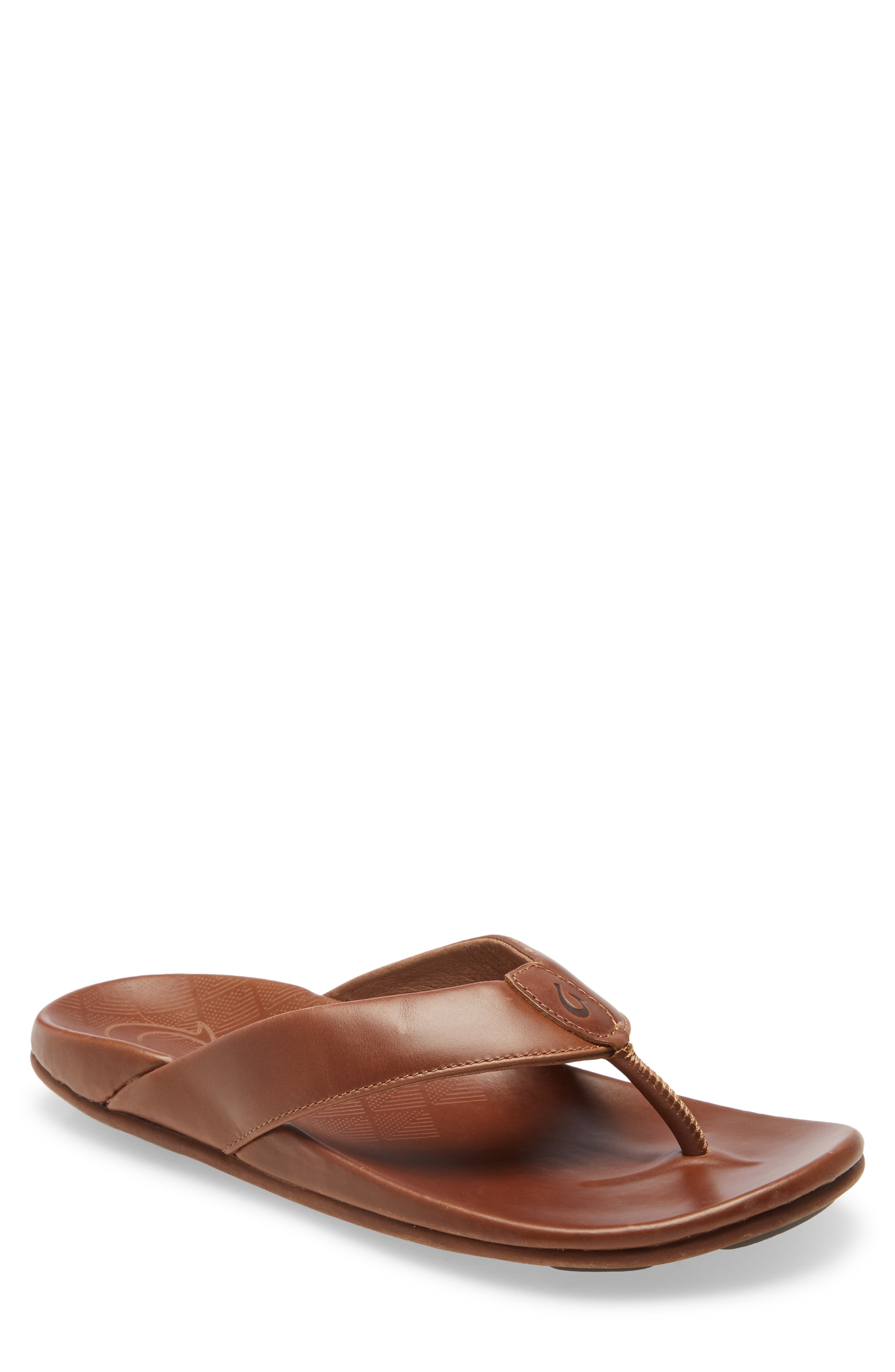 Men’s Olukai Auinala Leather Sandal sz 10 Olukai Auinala Flip Flop - Black | Editorialist main image 3