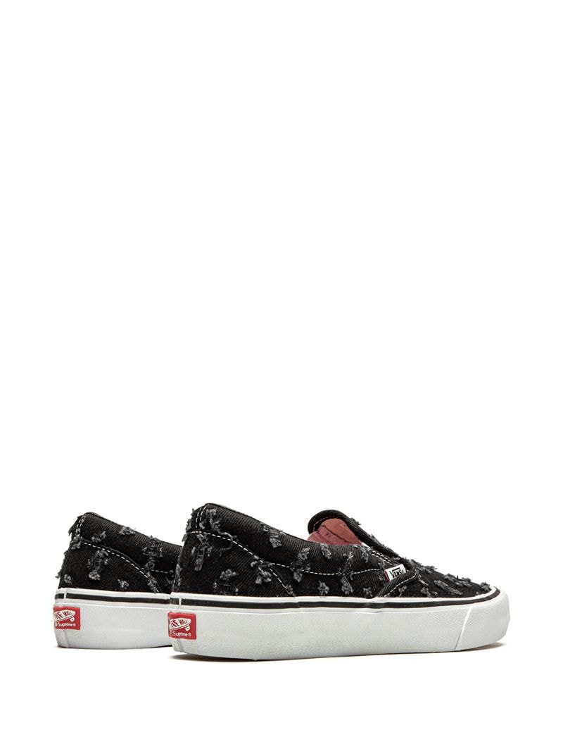 Vans X Supreme Hole Punch Denim Slip-On Pro Sneakers - Black