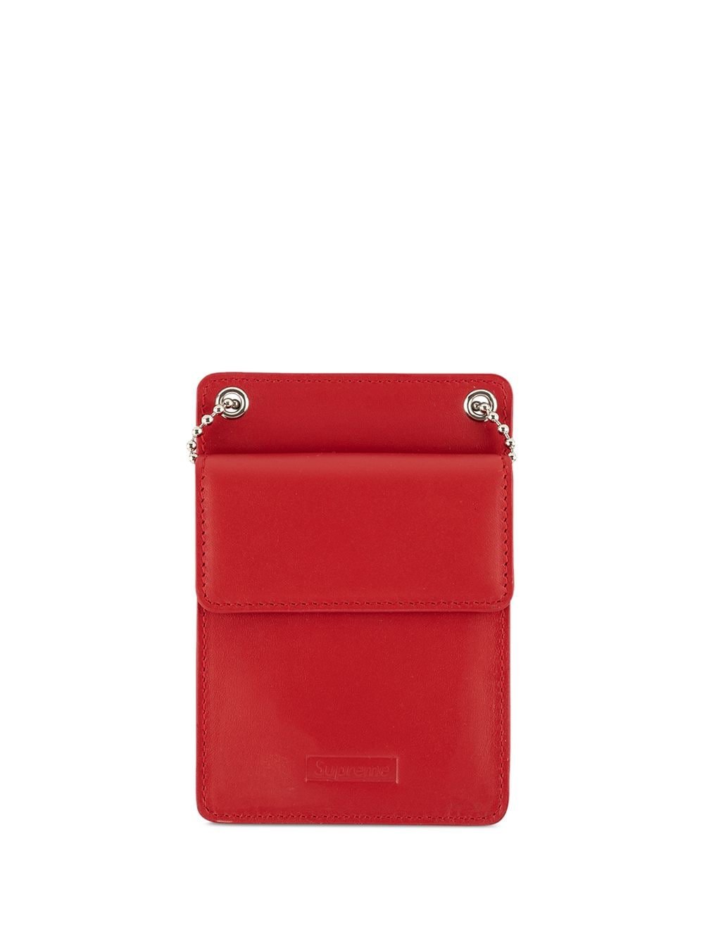 Supreme Debossed-Logo Leather Id Holder - Red | Editorialist