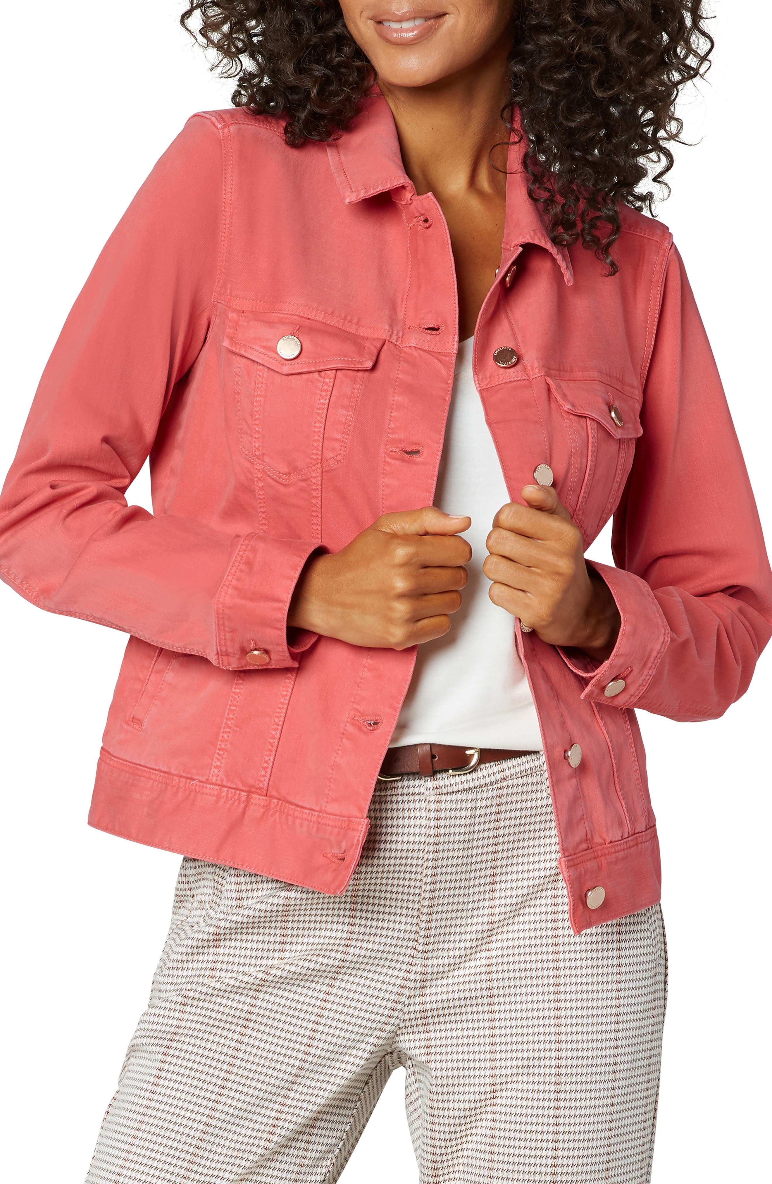 peach denim jacket womens