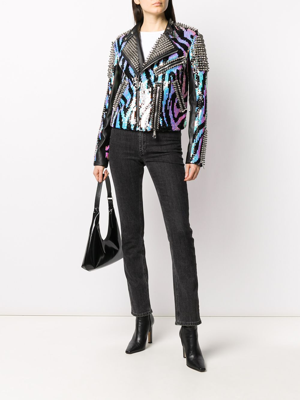 PHILIPP PLEIN Philipp Plein Zebra Leather Biker Jacket