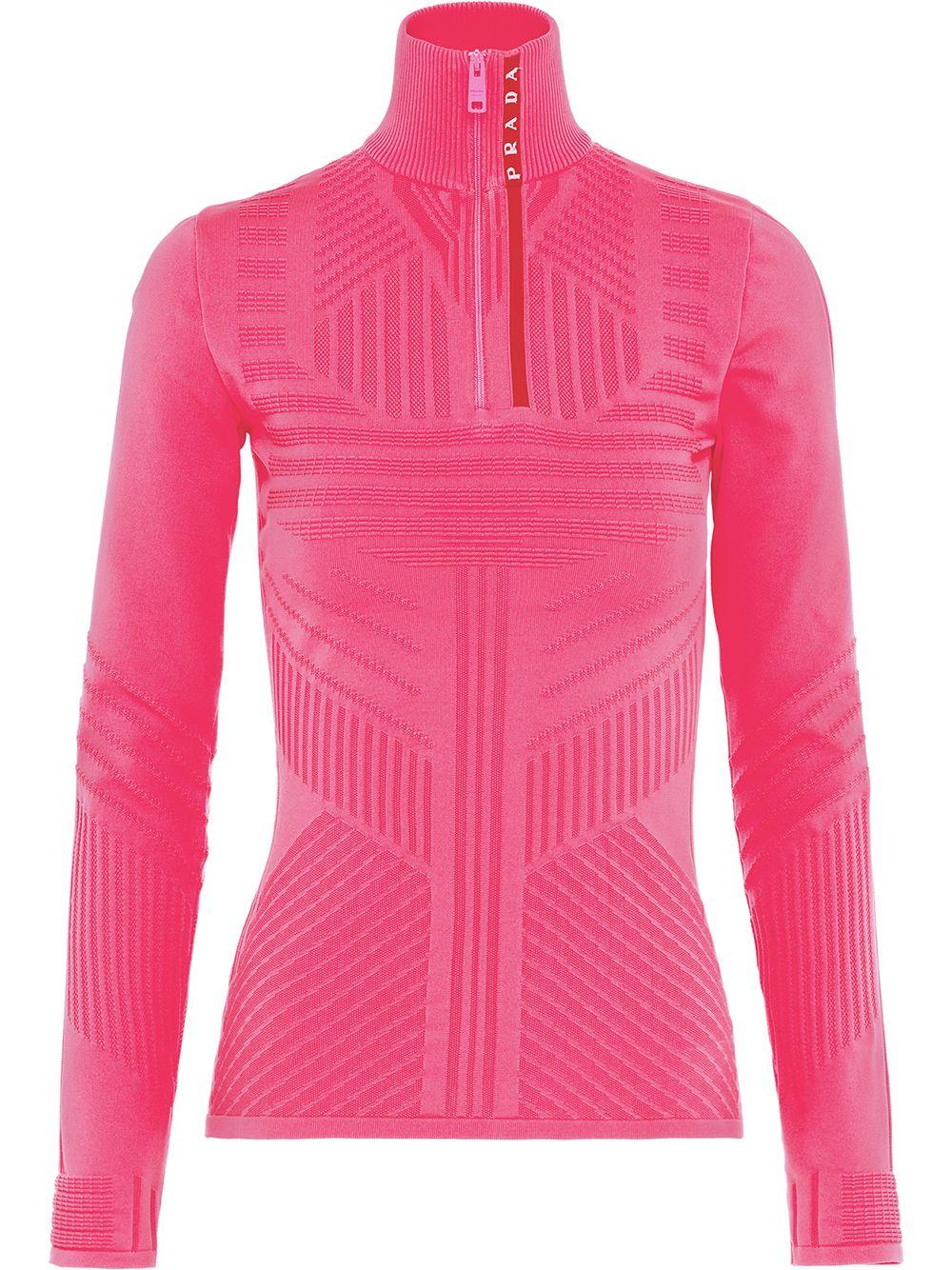 Prada Linea Roa Technical Jacquard-Knit Top - Pink | Editorialist