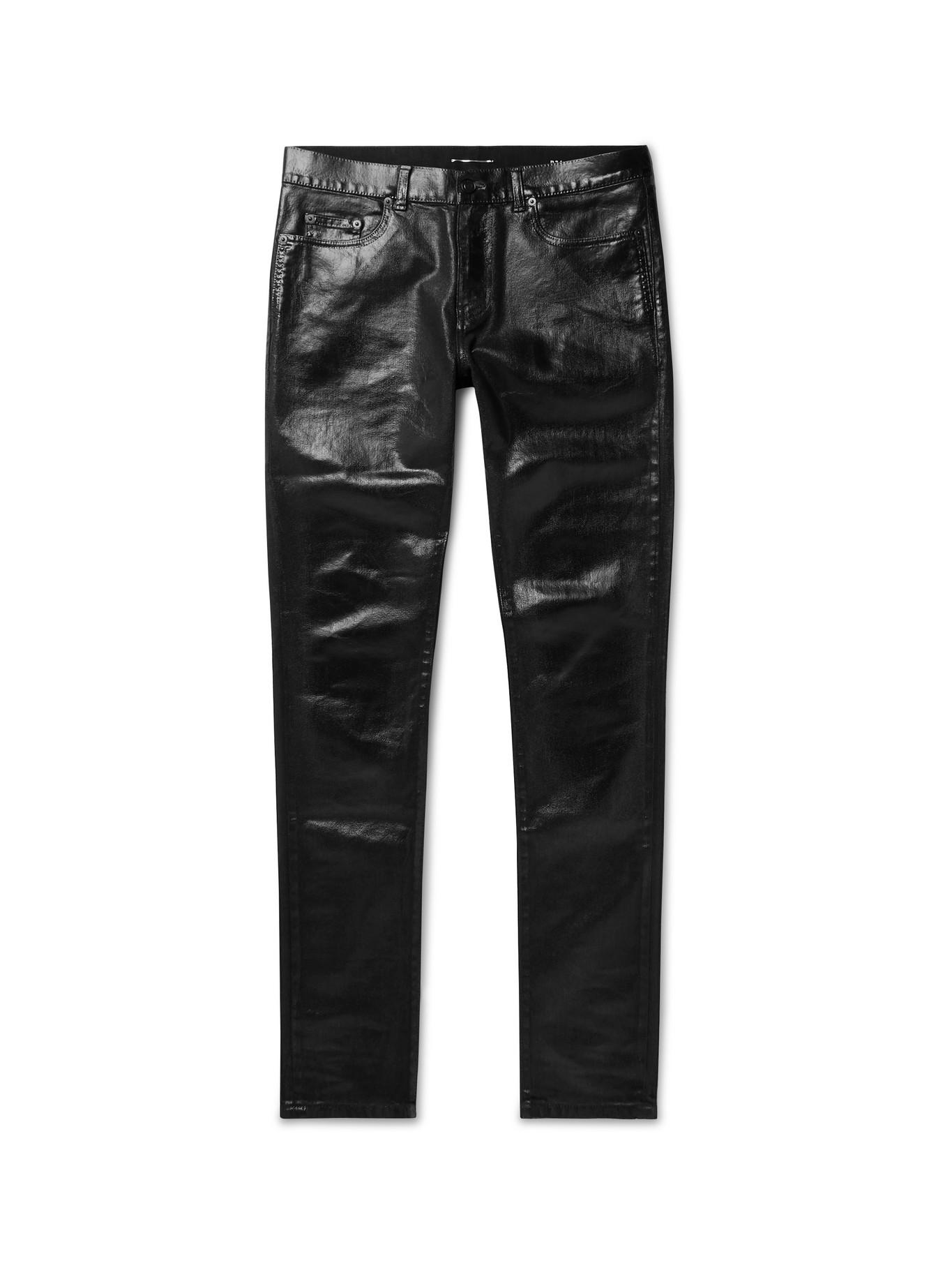 Saint Laurent Skinny-Fit Stretch Coated-Denim Jeans - Black