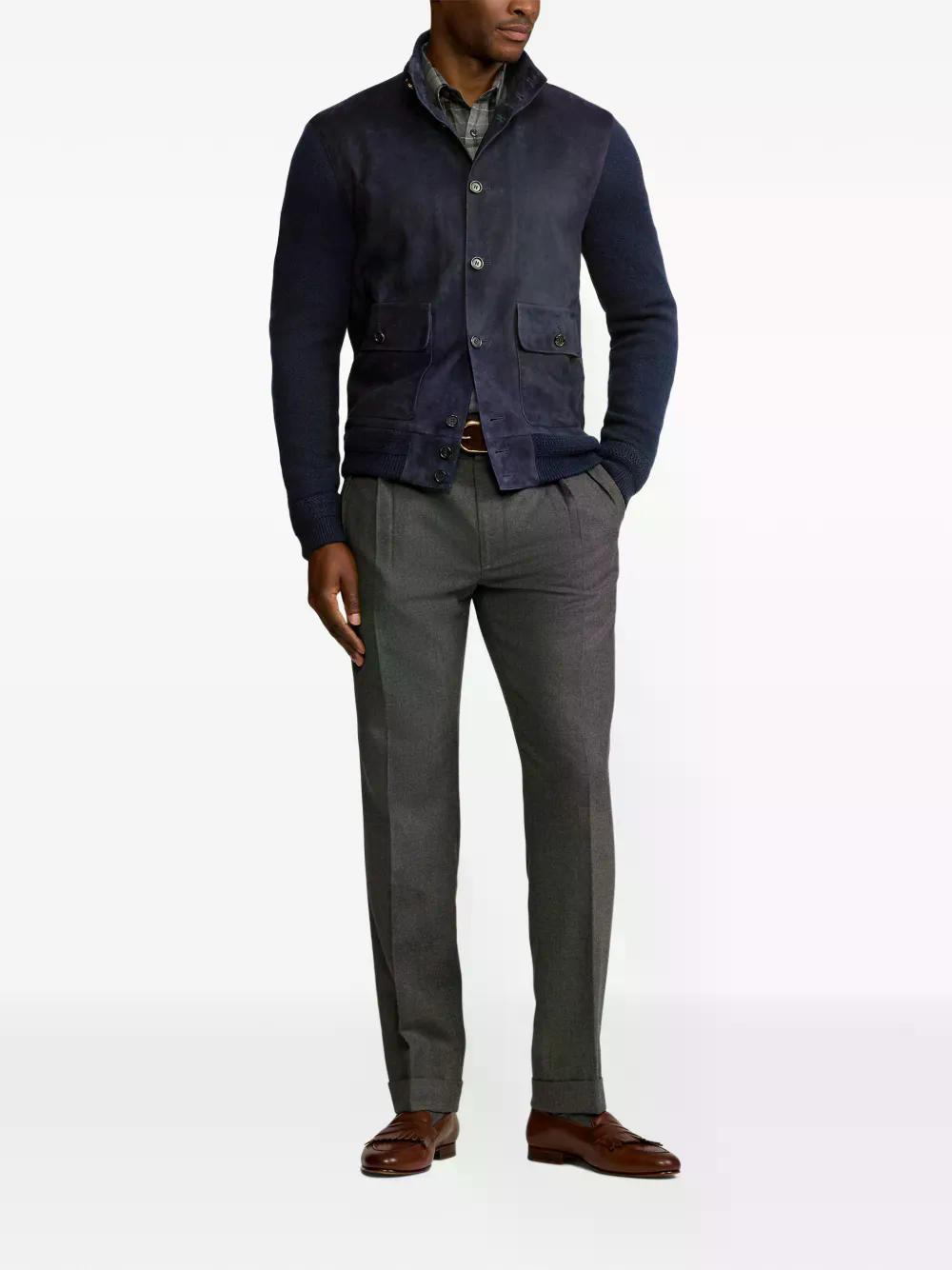 RALPH LAUREN PURPLE LABEL Knitted Jacket with Suede Panelling