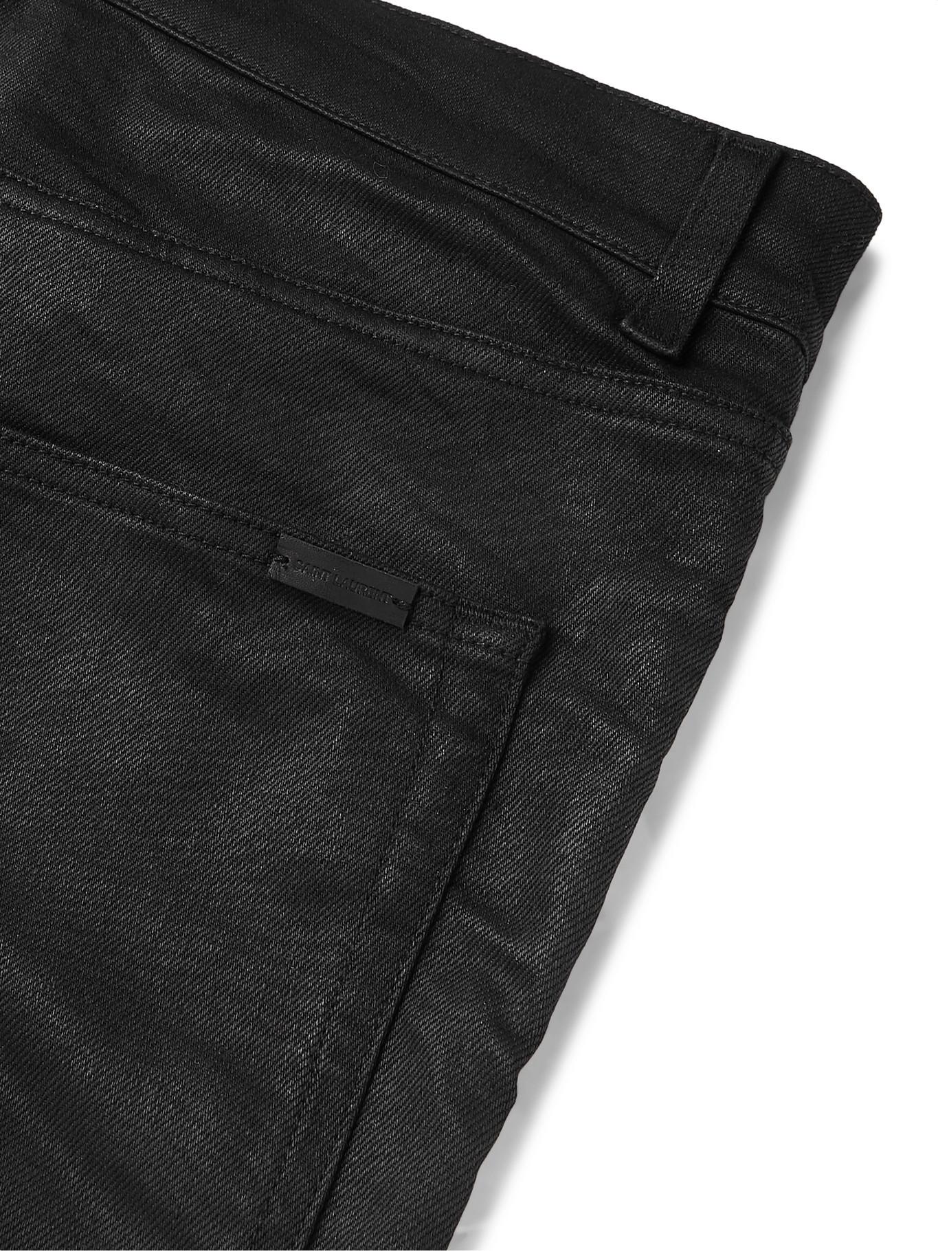 Saint Laurent Skinny-Fit Coated Stretch-Denim Jeans - Black 