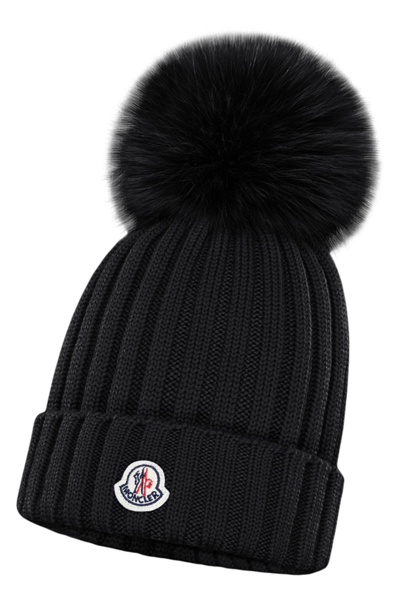 Virgin Wool Beanie With Genuine Fox Fur 