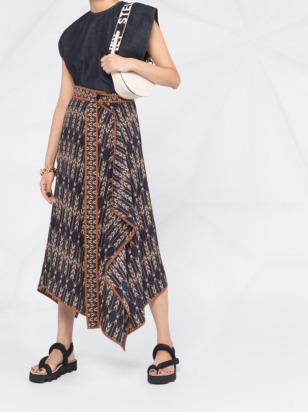 STELLA MCCARTNEY Stella McCartney Asymmetric Printed Silk Wrap Skirt