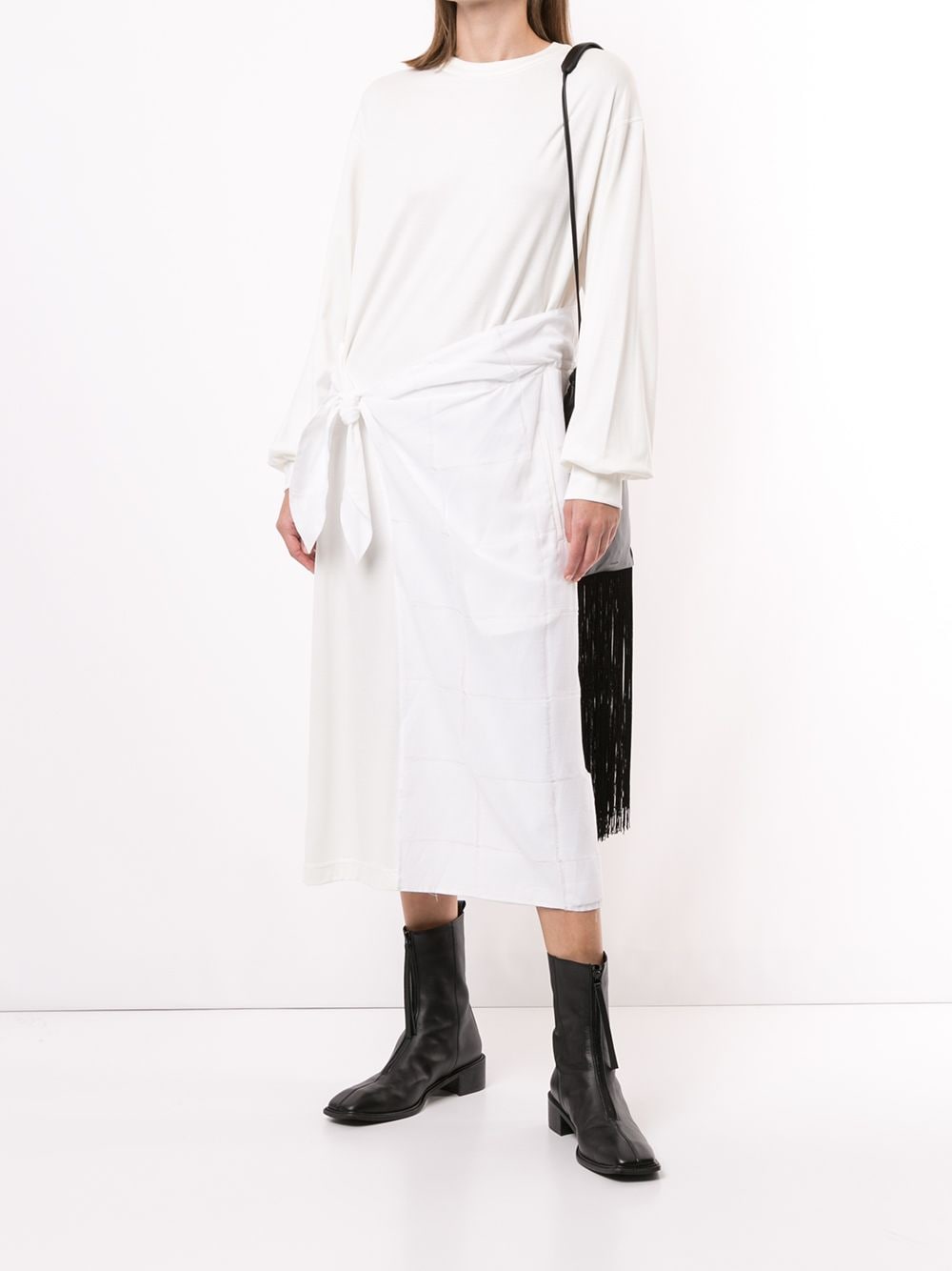Y’S Y's Front Tie Long-Sleeved Midi Dress