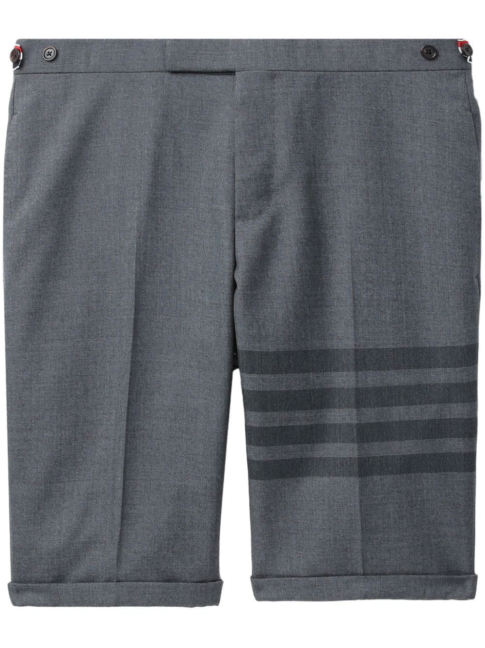 THOM BROWNE Thom Browne Grey Wool Blend 4-Bar Stripe Tailored Shorts