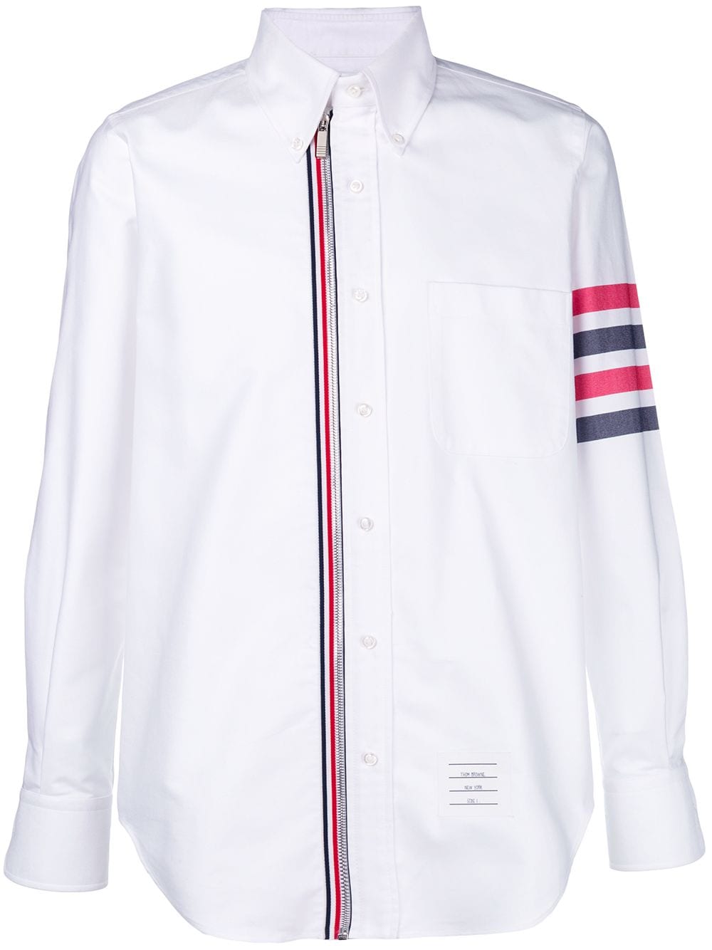 Thom Browne 4-Bar Zip-Front Oxford Shirt In White - 80% Off