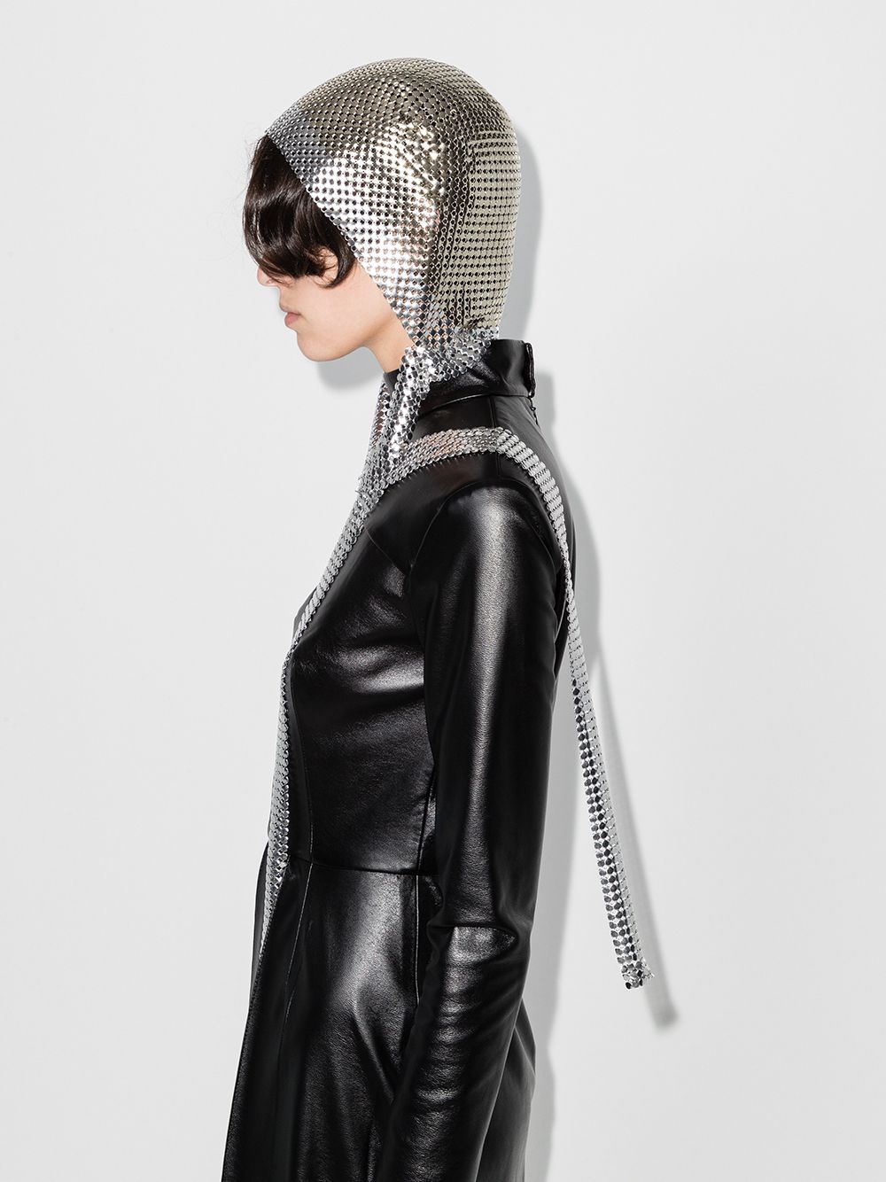 Rabanne Mesh Front-Tie Headband In Metallic - 50% Off  display picture 3