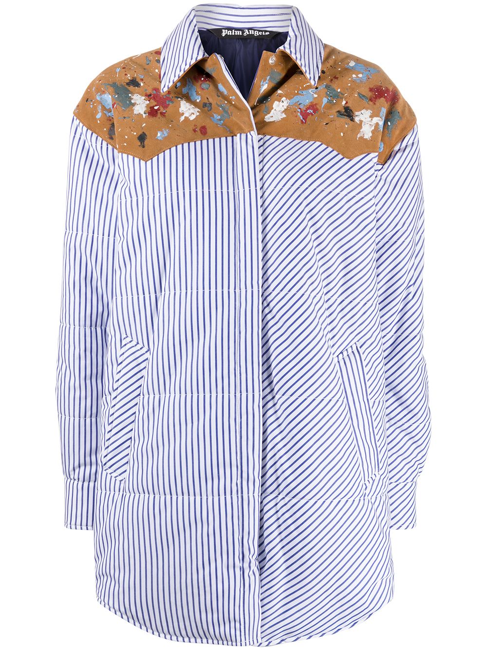 PALM ANGELS Palm Angels Vertical-Stripe Padded Shirt Jacket