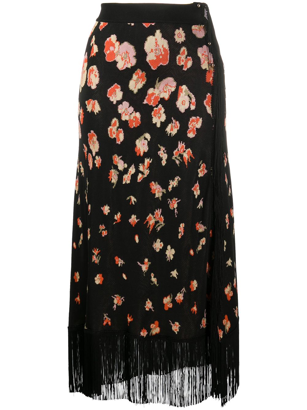 PACO RABANNE Rabanne Floral Fringe Midi Skirt