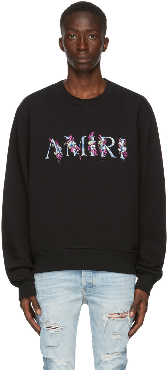 AMIRI Black Floral Logo Sweatshirt 