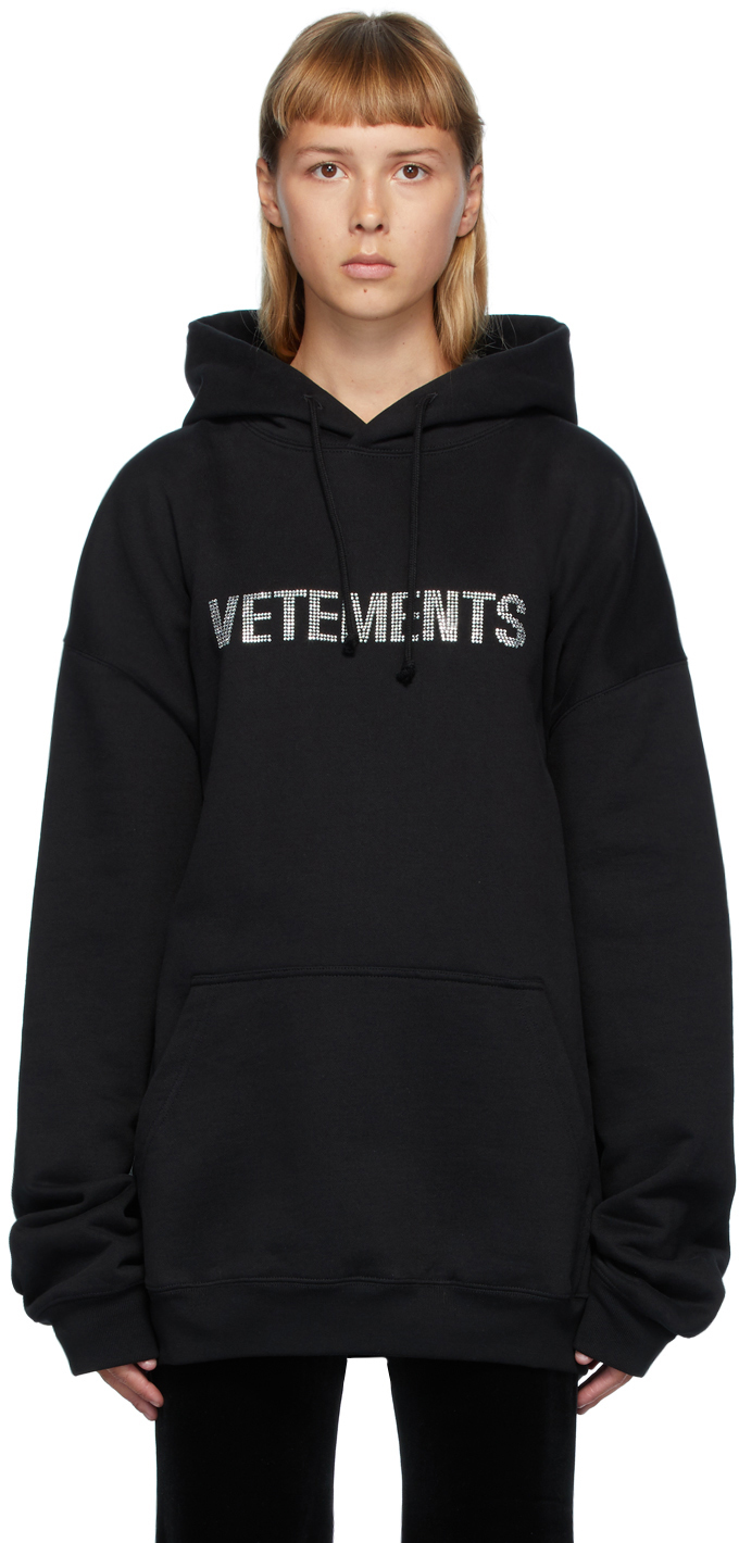 Vetements Logo Rhinestone Hoodie In Black - 62% Off | Editorialist