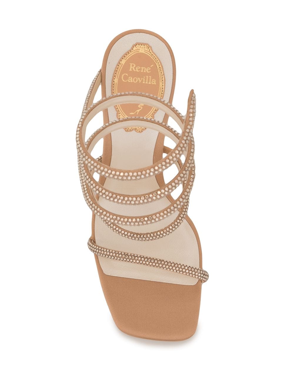 Rene Caovilla Women's Cleo Ankle-Wrap Crystal-Embellished Satin Sandals - Beige - Editorialist