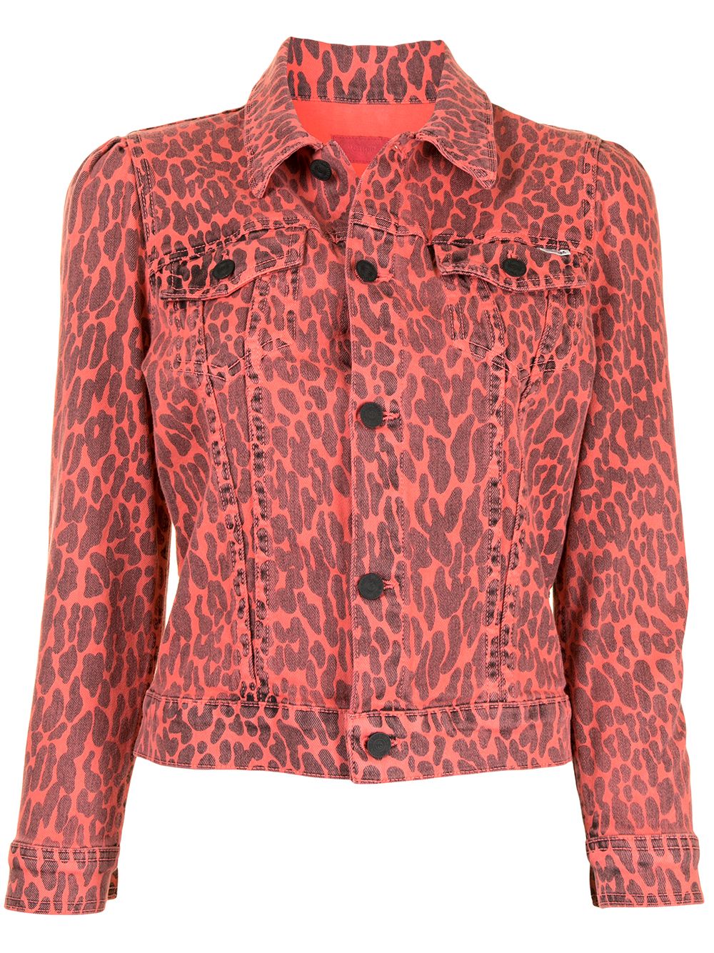 leopard print cropped denim jacket