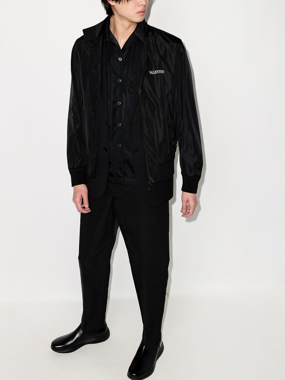 VALENTINO Valentino Garavani Logo Print Zip-Up Bomber Jacket