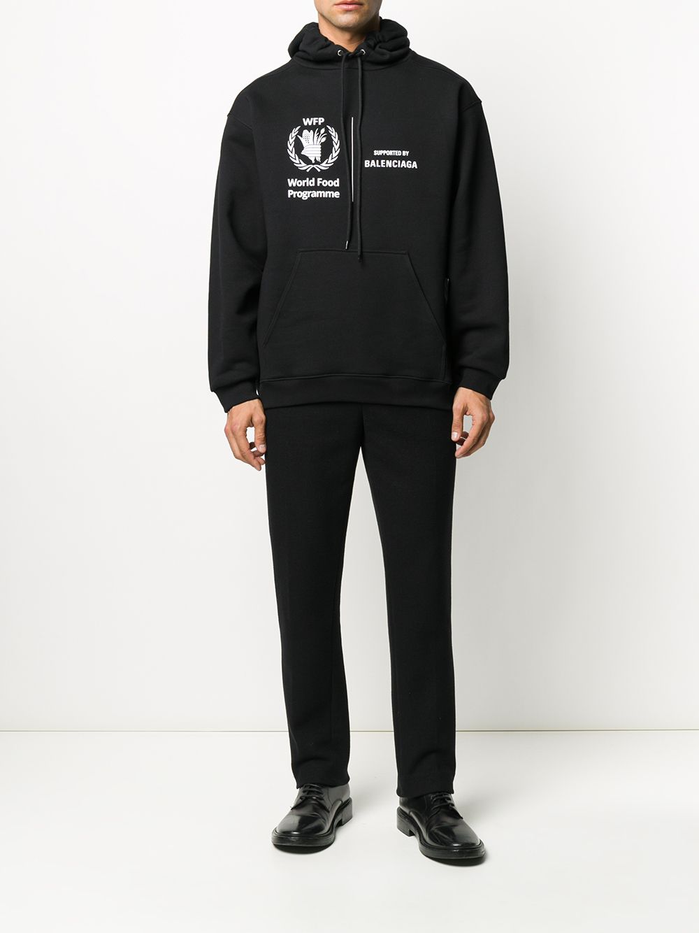 Balenciaga World Food Prograe Print Hoodie - Black | Editorialist