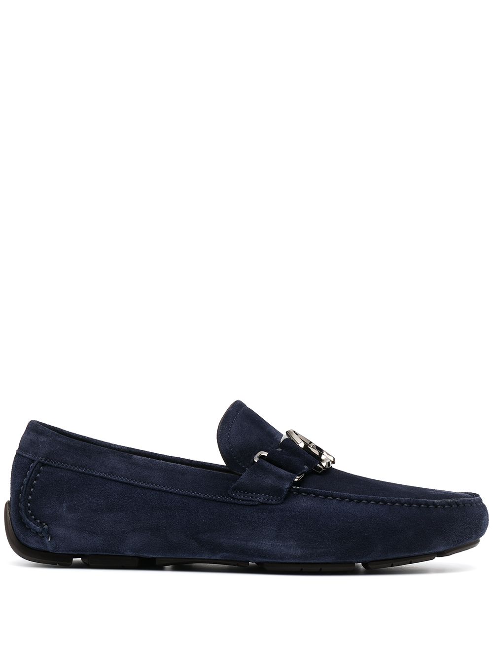 Ferragamo Gancini-Detail Suede Loafers - Blue | Editorialist