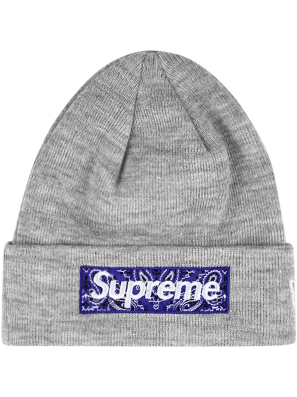 ニット帽/ビーニー Supreme Box Logo Beanie Bandana Grey Supreme X New Era Bandana Box Logo Beanie - Grey | Editorialist
