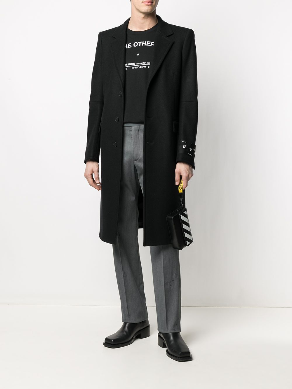 OFF-WHITE Logo Embellished Single-Breasted Coat