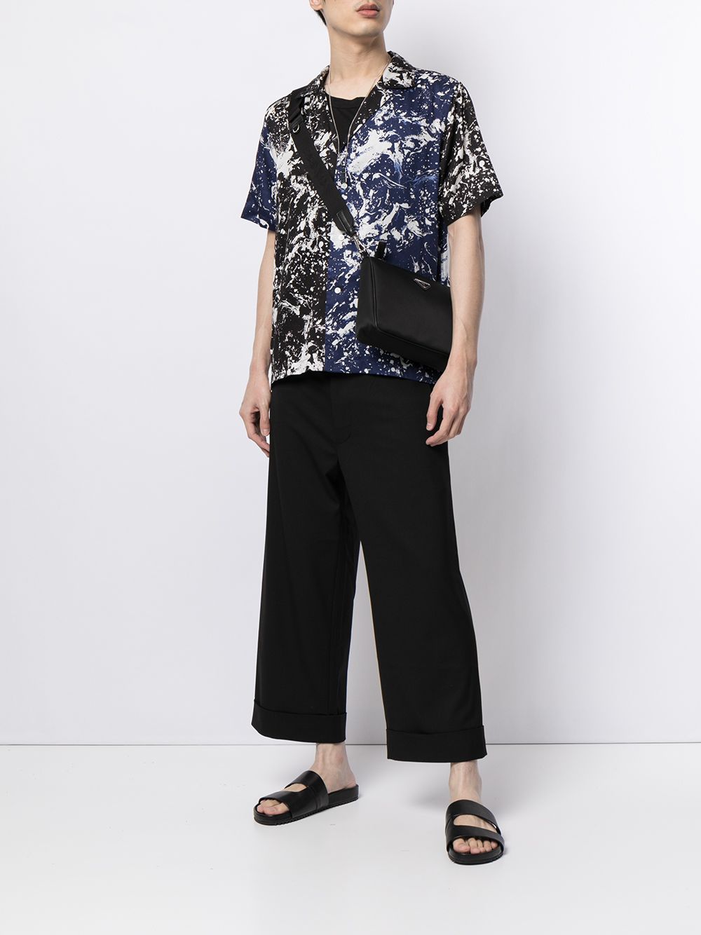 PORTS V Marble-Print Button-Down Shirt
