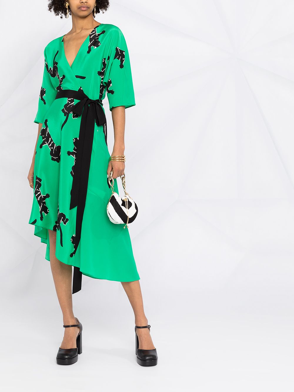 Diane Von Furstenberg Panther-Print Wrap Dre In Green - 38% Off |  Editorialist