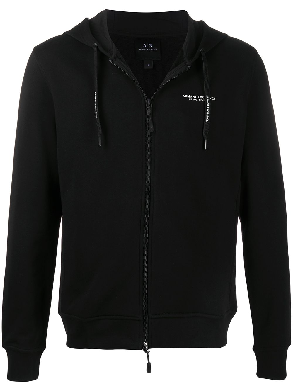 Armani Exchange Logo-Print Zip-Front Hoodie In Black - 53% Off