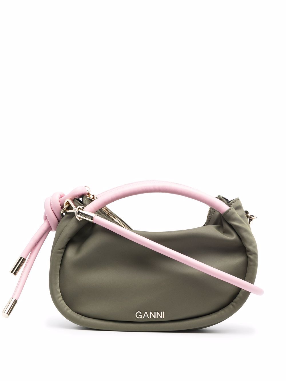 Ganni Hobo Knot Leather Bag In Green - 20% Off | Editorialist