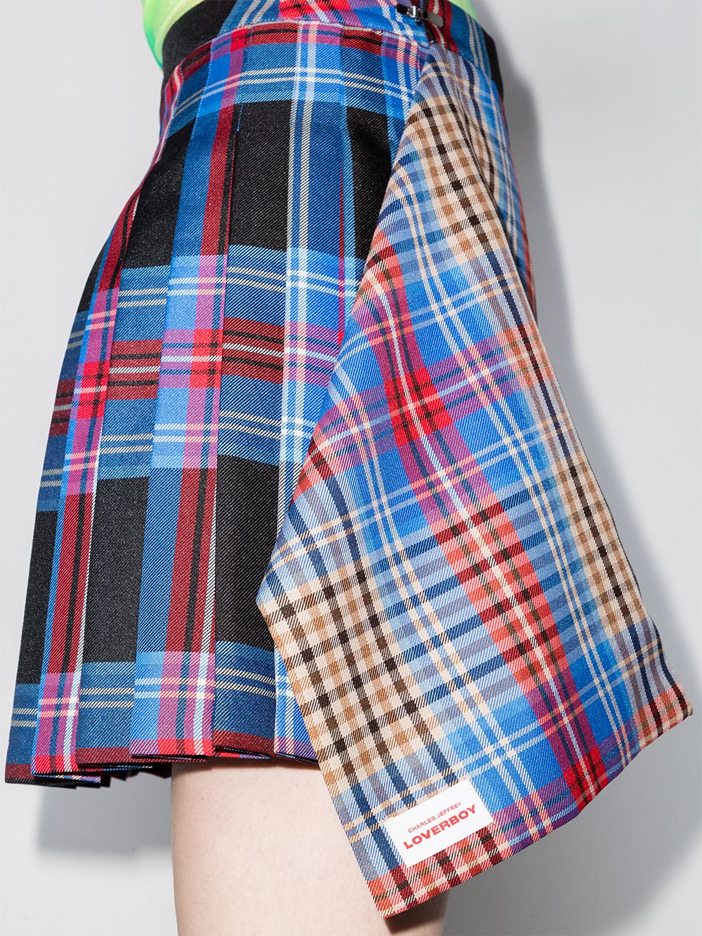 Fred Perry X Charles Jeffrey Loverboy Tartan Pattern Kilt In Blue