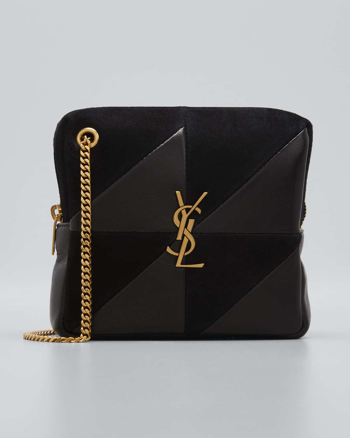 Saint Laurent Jamie Mixed Leather Cube Bag - Nero | Editorialist