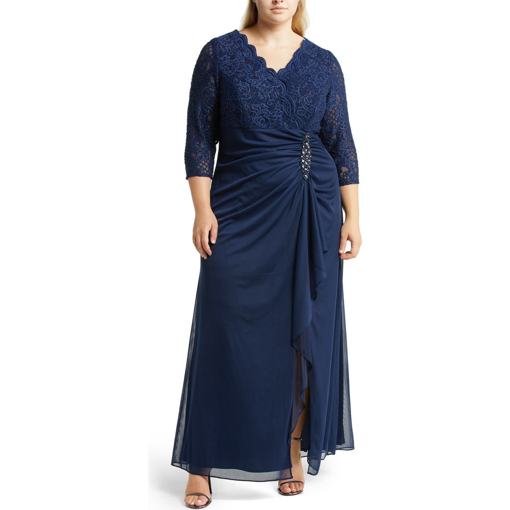ALEX EVENINGS Alex Evenings beaded lace bodice empire waist gown