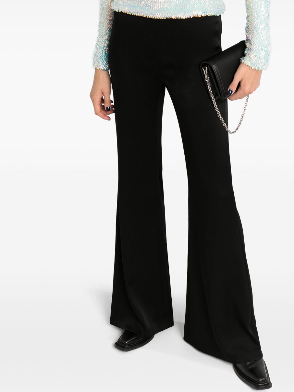 Galvan High-Waisted Flared-Leg Trousers - Black | Editorialist