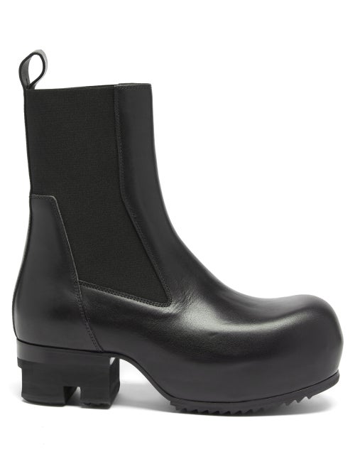 Rick Owens Beatle Ballast Leather Platform Chelsea Boots In Black