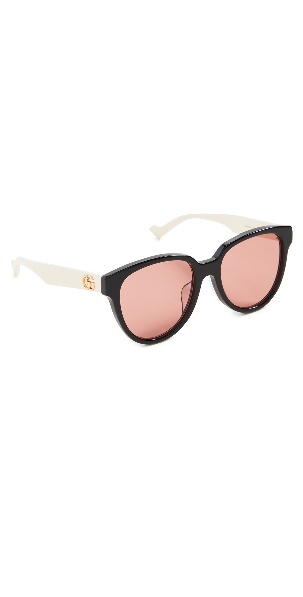 Gucci Rounded Cat Eye Sunglasses Black/white/orange Editorialist