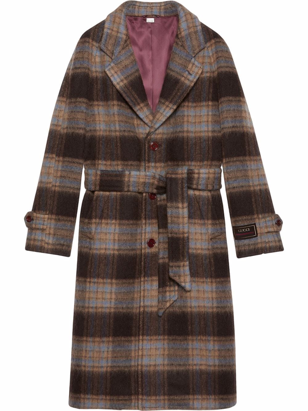 Check Wool Logo-patch Coat