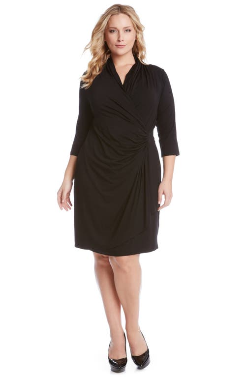 KAREN KANE Karen Kane Three-Quarter Sleeve Faux Wrap Dress