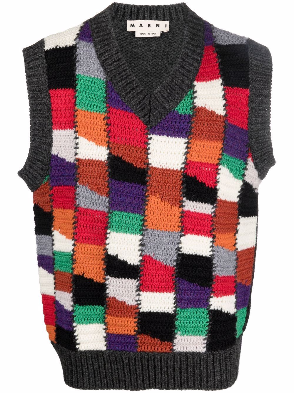 Marni Crochet Patchwork Sleeveless Sweater In Grey - 50% Off