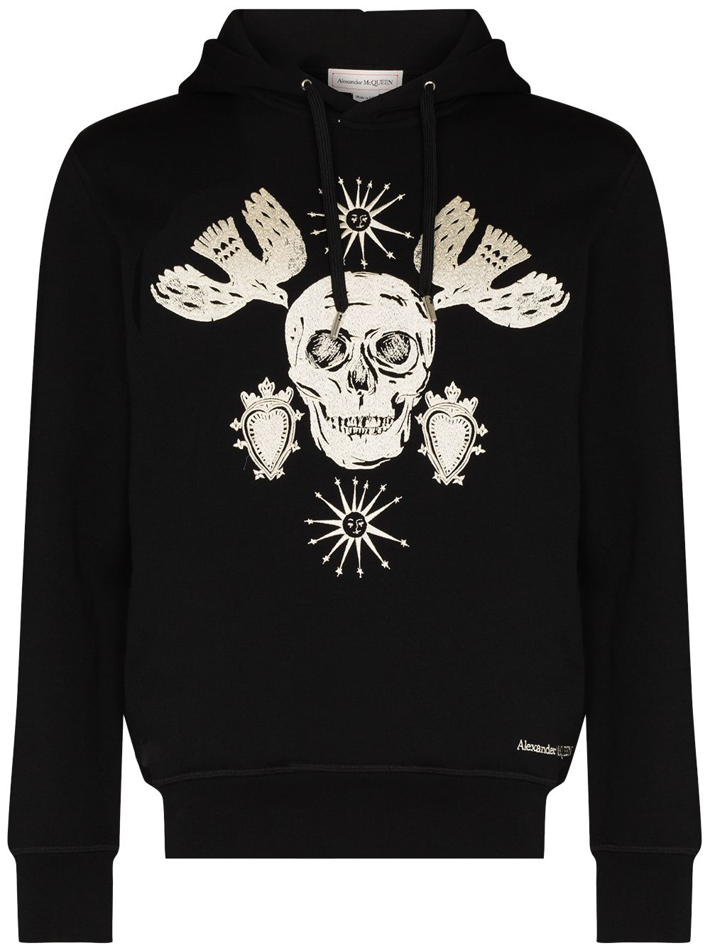 Alexander Mcqueen Skull-Ebroidered Cotton Hoodie In Black - 50