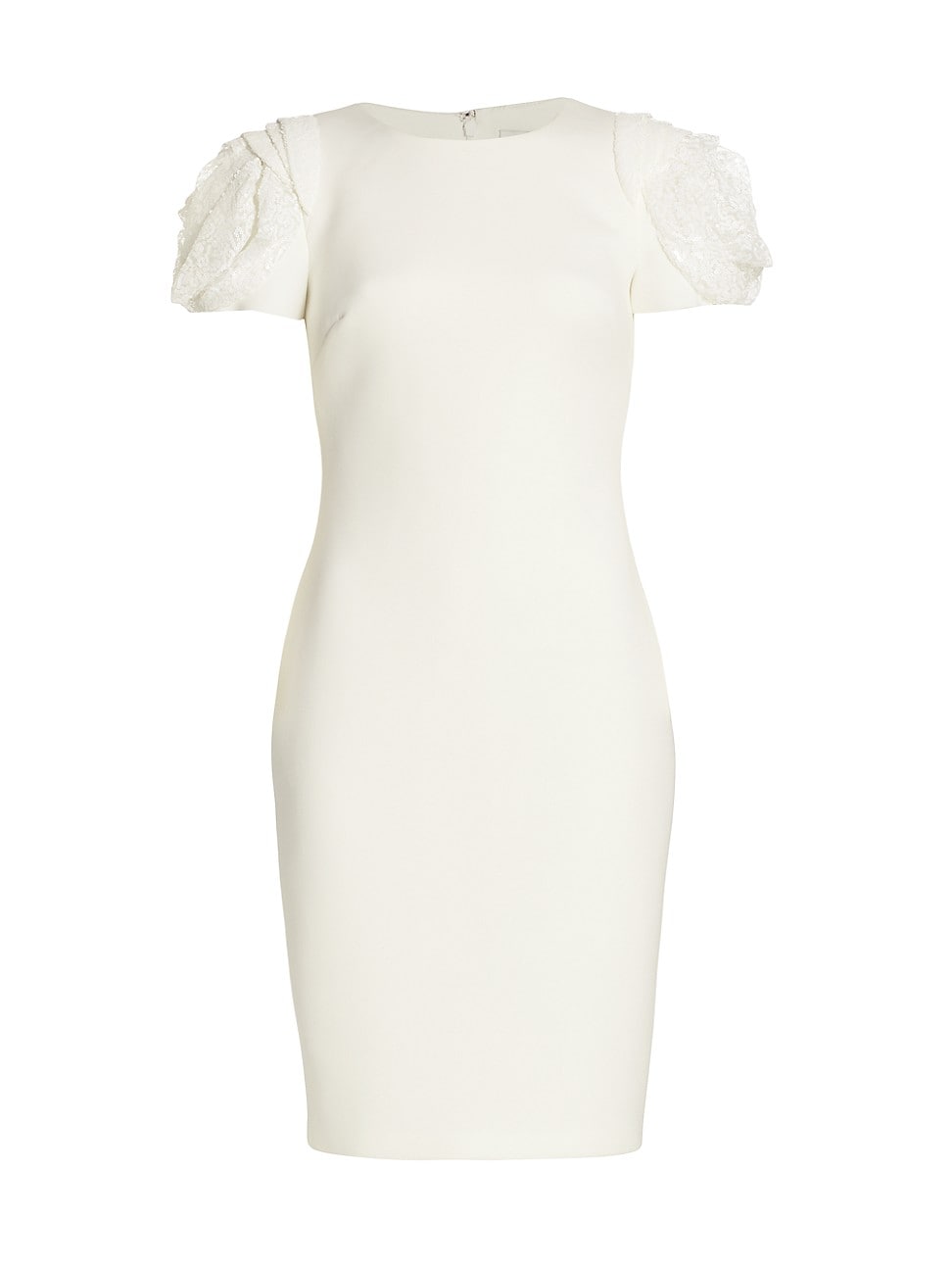 Badgley Mischka Rosette Sleeve Sheath Dress Ivory Editorialist