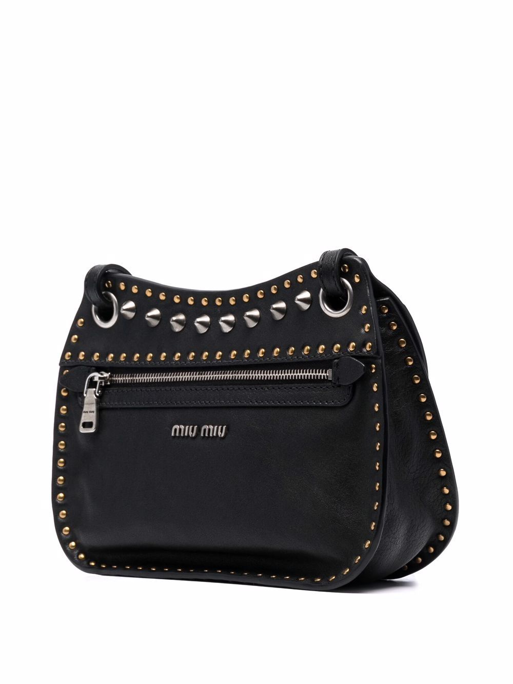 Miu Miu Studded Leather Crossbody Bag - Black | Editorialist