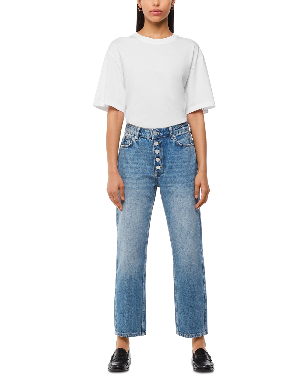 WHISTLES Hollie High Rise Cropped Straight Jeans