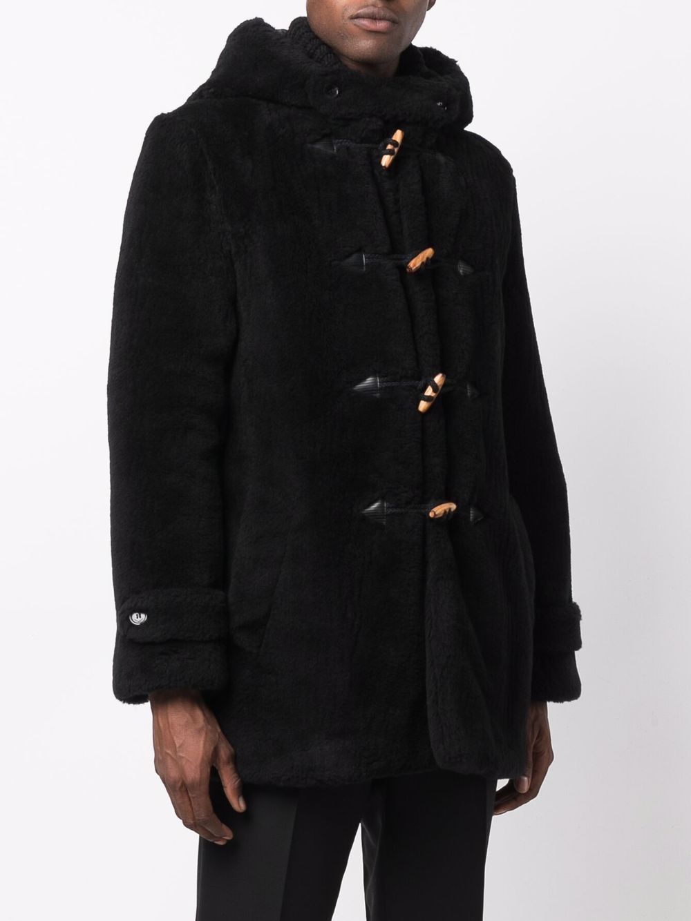 Saint Laurent Faux-Fur Duffle Coat - Black | Editorialist